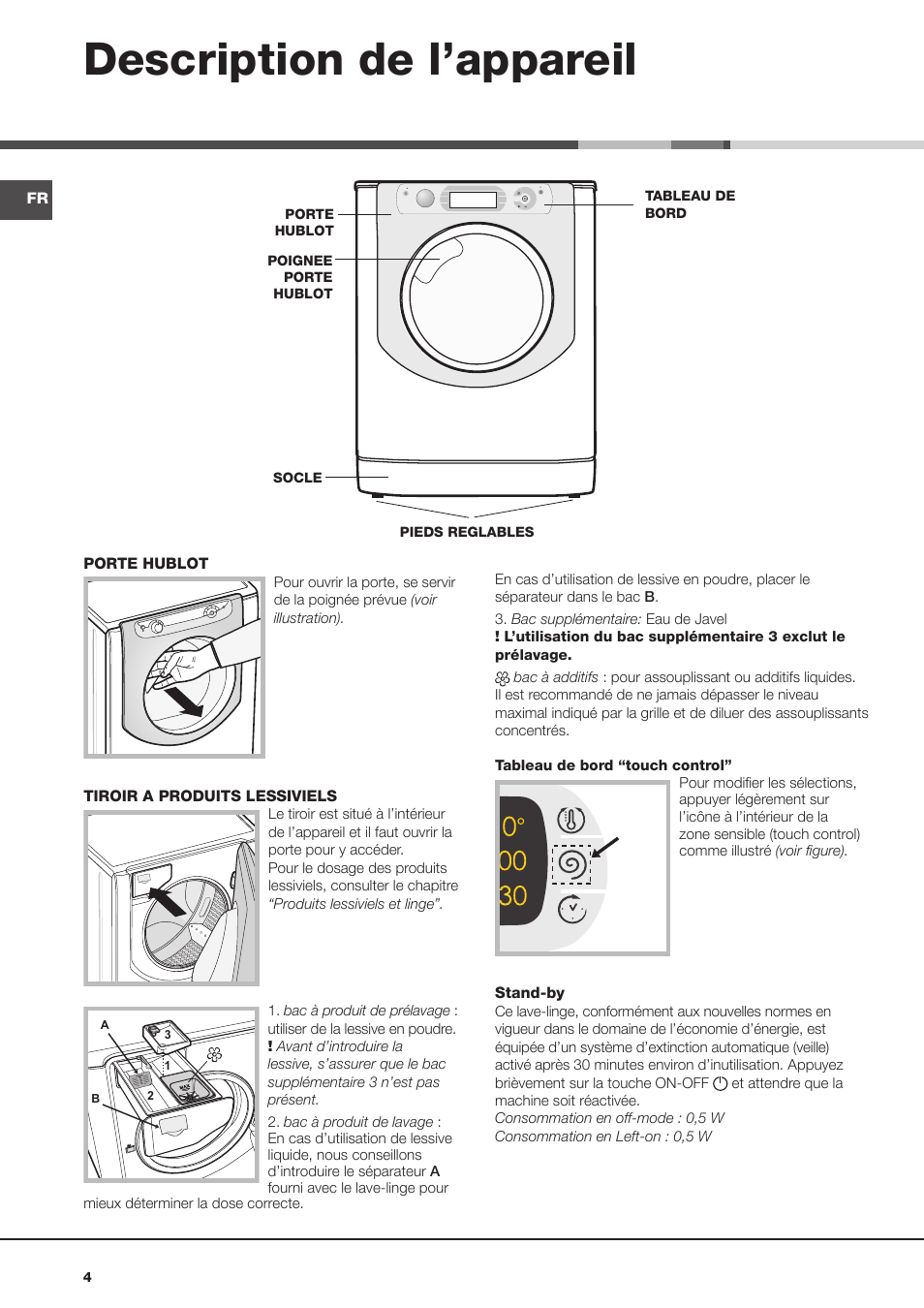 Description de l’appareil | Hotpoint Ariston Aqualtis AQ113D 69 FR ... Description de l’appareil | Hotpoint Ariston Aqualtis AQ113D 69 FR ...