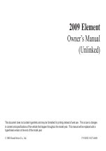 HONDA 2009 Element manuels